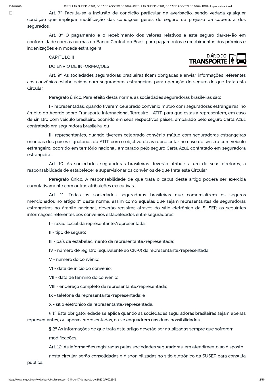 CIRCULAR SUSEP Nº 611, DE 17 DE AGOSTO DE 2020 – CIRCULAR SUSEP Nº 611 ...