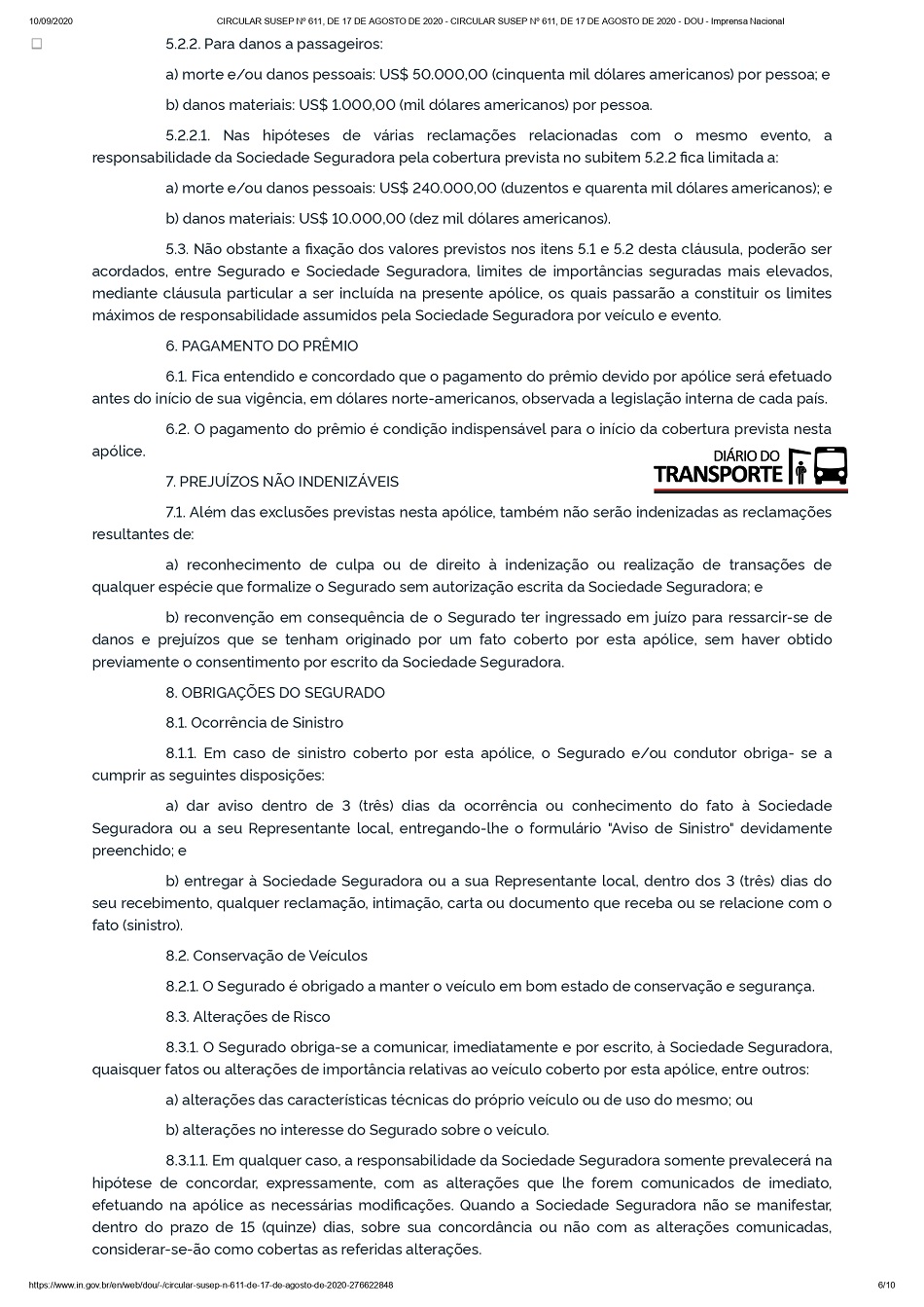 CIRCULAR SUSEP Nº 611, DE 17 DE AGOSTO DE 2020 – CIRCULAR SUSEP Nº 611 ...